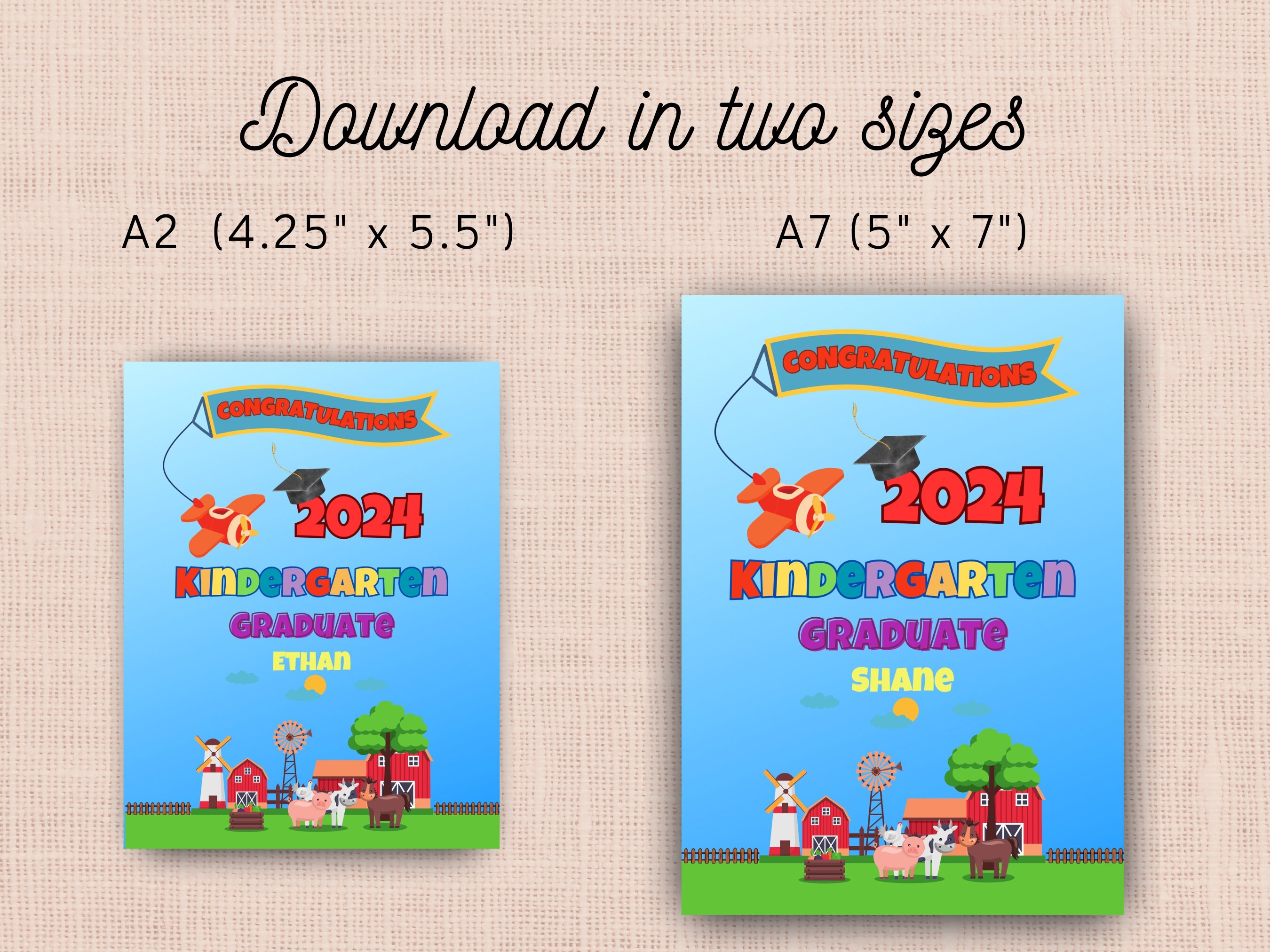Printable Kindergarten Graduation Card, Print at Home Editable Template ...