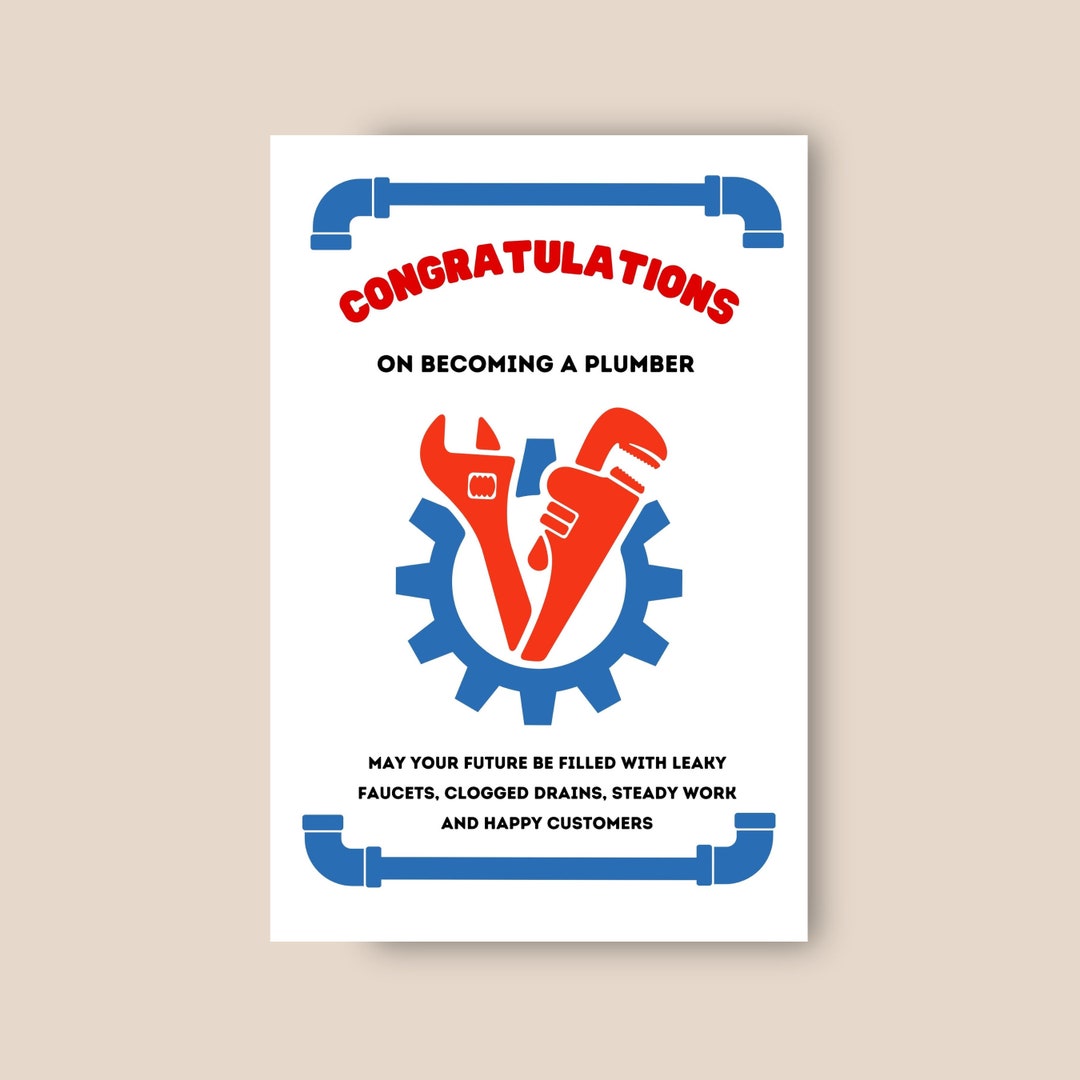 Plumber Graduation Card Congratulations on Becoming a - Etsy