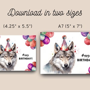 Printable Wolf Birthday Card, Instant Digital Download Print at Home ...