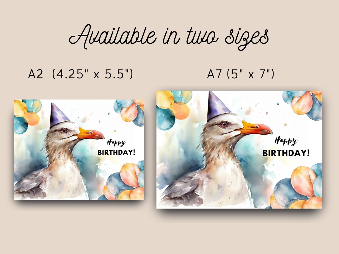 Seagull Birthday Card With Party Hat Happy Birthday Seagull - Etsy
