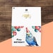 Parakeet Birthday Card, Party Hat and Balloons, Blue Budgie Gift, Pet ...