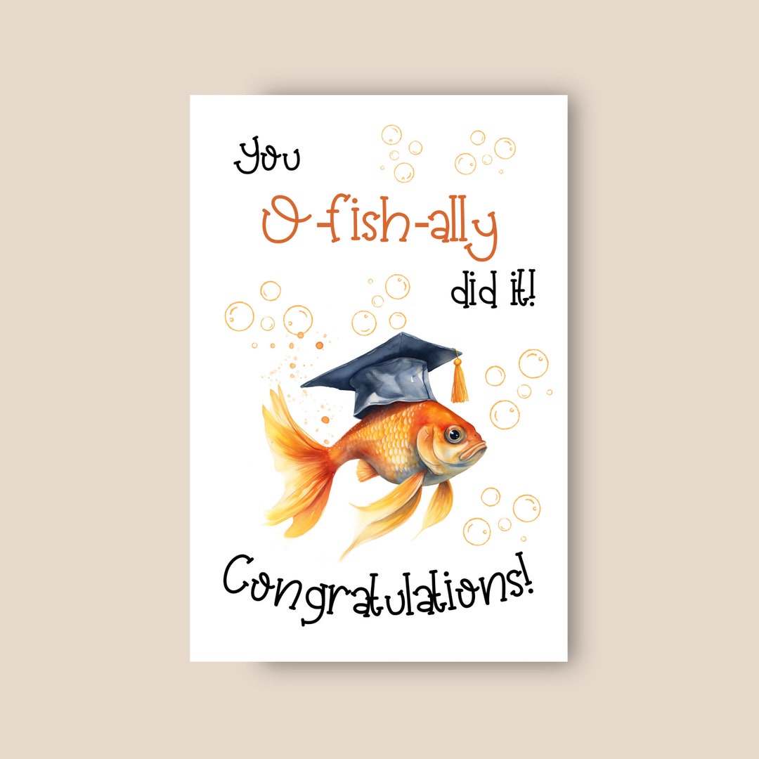 Gold Fish Graduation Card College Graduation Card Funny High - Etsy