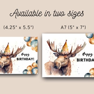 Moose Birthday Card With Party Hat, Happy Birthday, Moose Gift ...