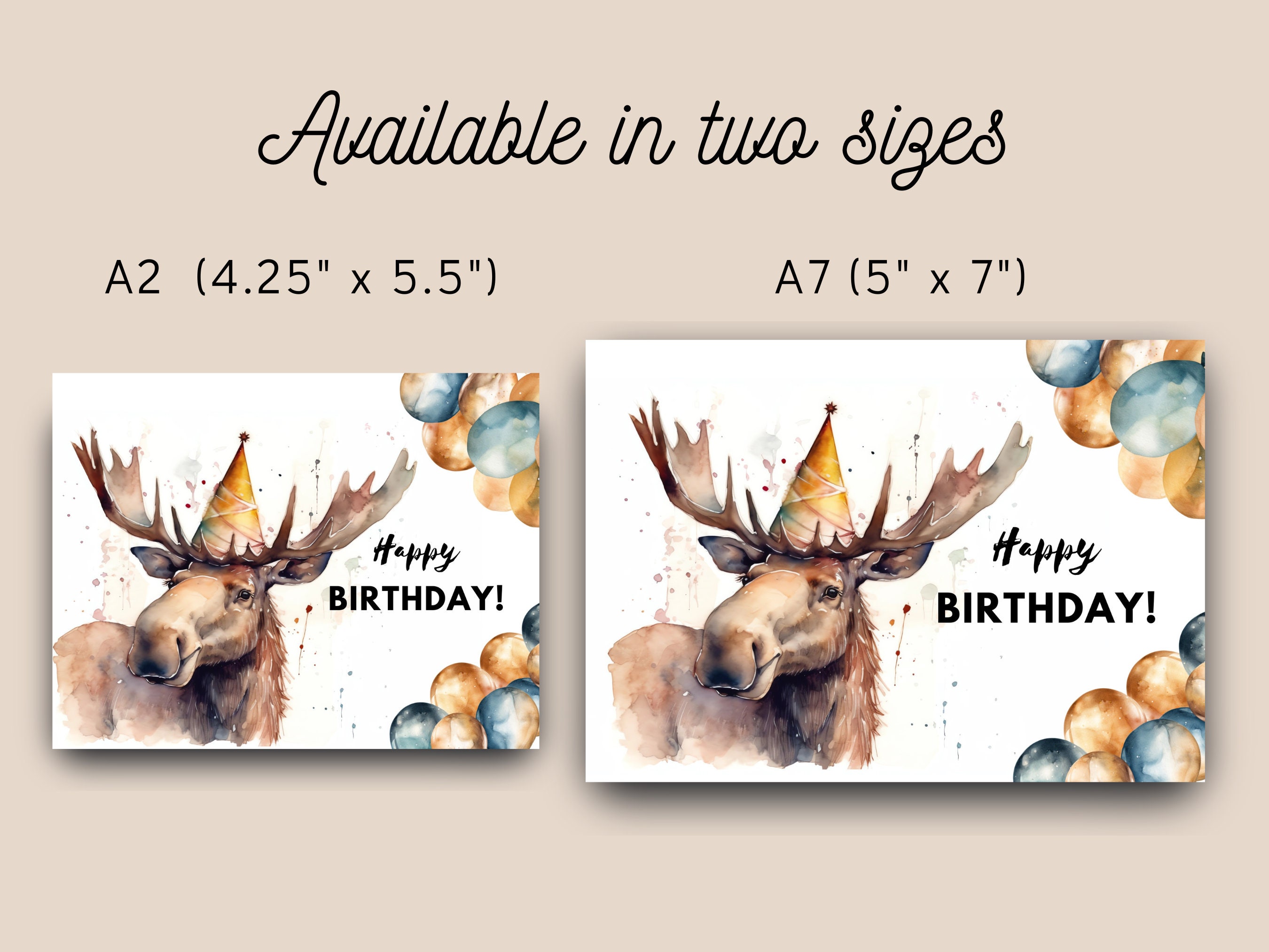 Moose Birthday Card With Party Hat, Happy Birthday, Moose Gift ...