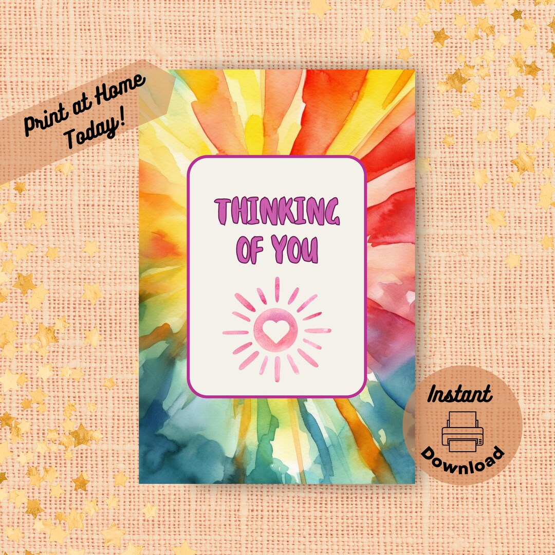 Printable Thinking of You Card, Instant Digital Download Print at Home ...