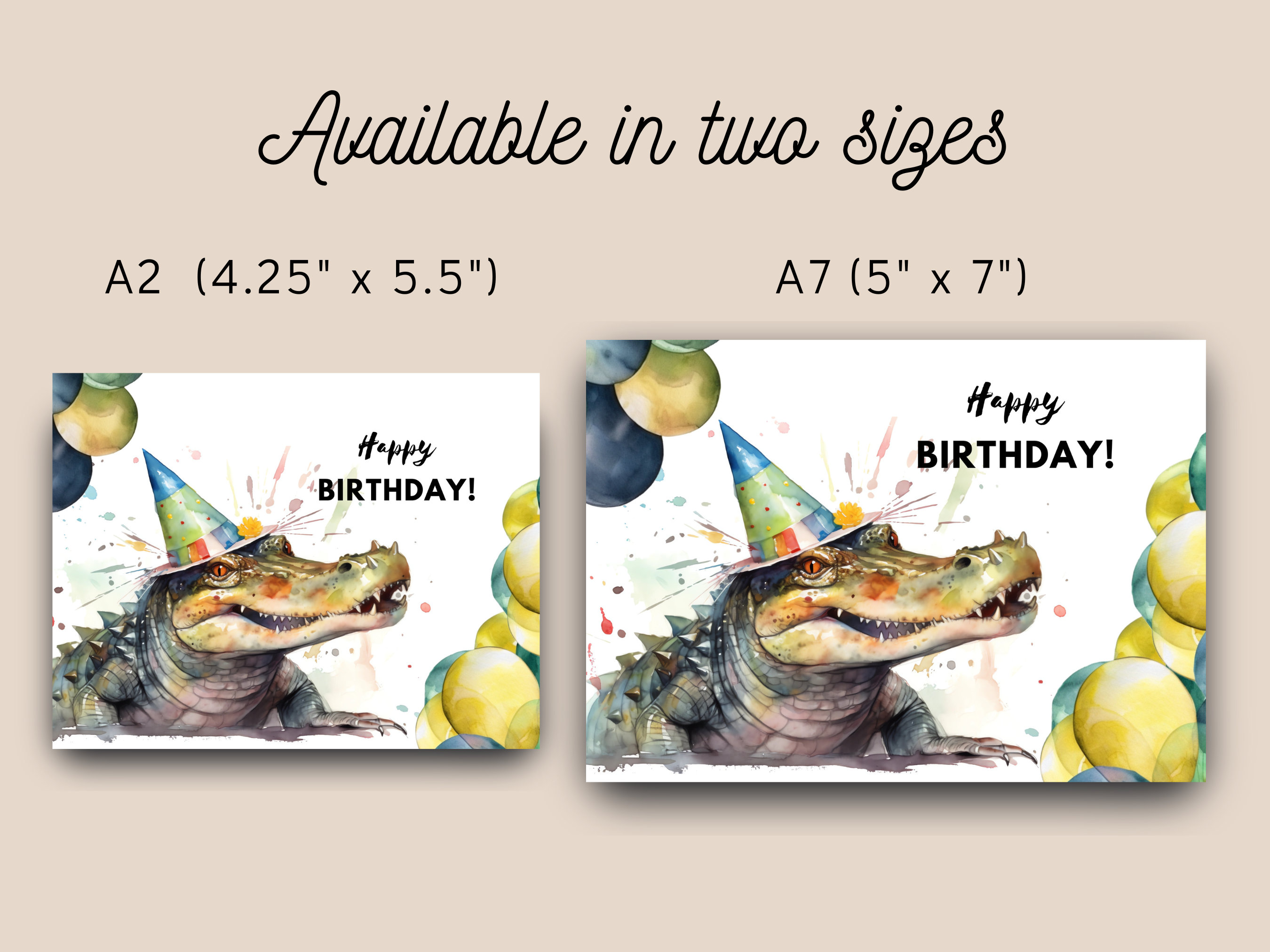 Alligator Birthday Card With Party Hat, Happy Birthday, Alligator Gift ...