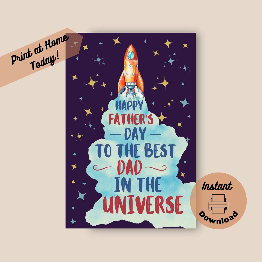 Printable Rocket Ship Father's Day Card Instant Download - Etsy