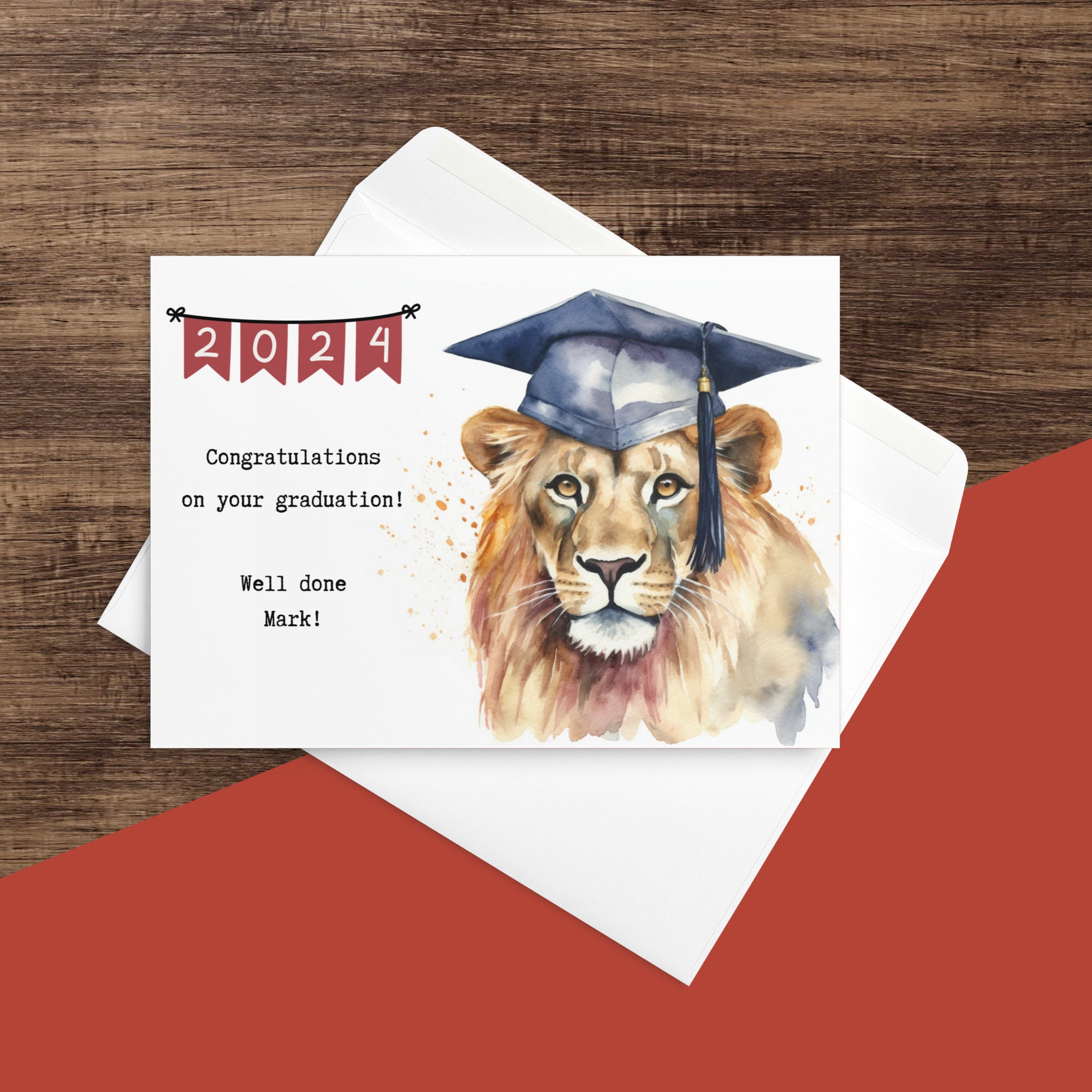 Lion Graduation Card, Graduation 2024 Custom Card Personalized, High ...