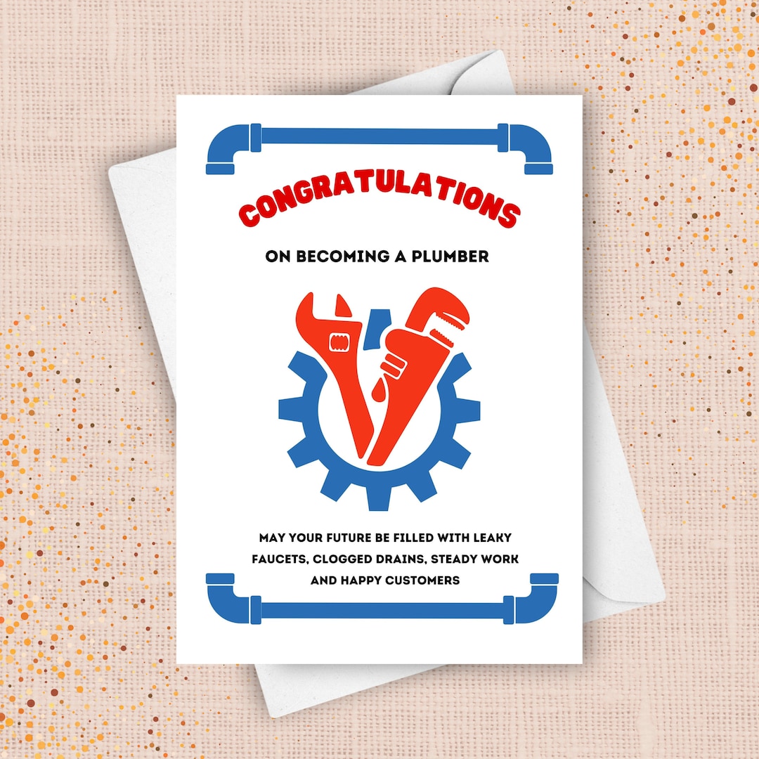 Plumber Graduation Card, Congratulations on Becoming A Plumber, Trade ...