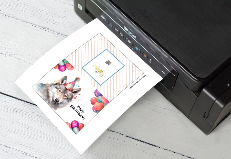 Printable Wolf Birthday Card, Instant Digital Download Print at Home ...