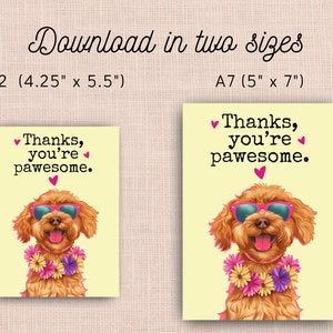 Printable Golden Doodle Funny Thank You Card, Instant Download Print at ...