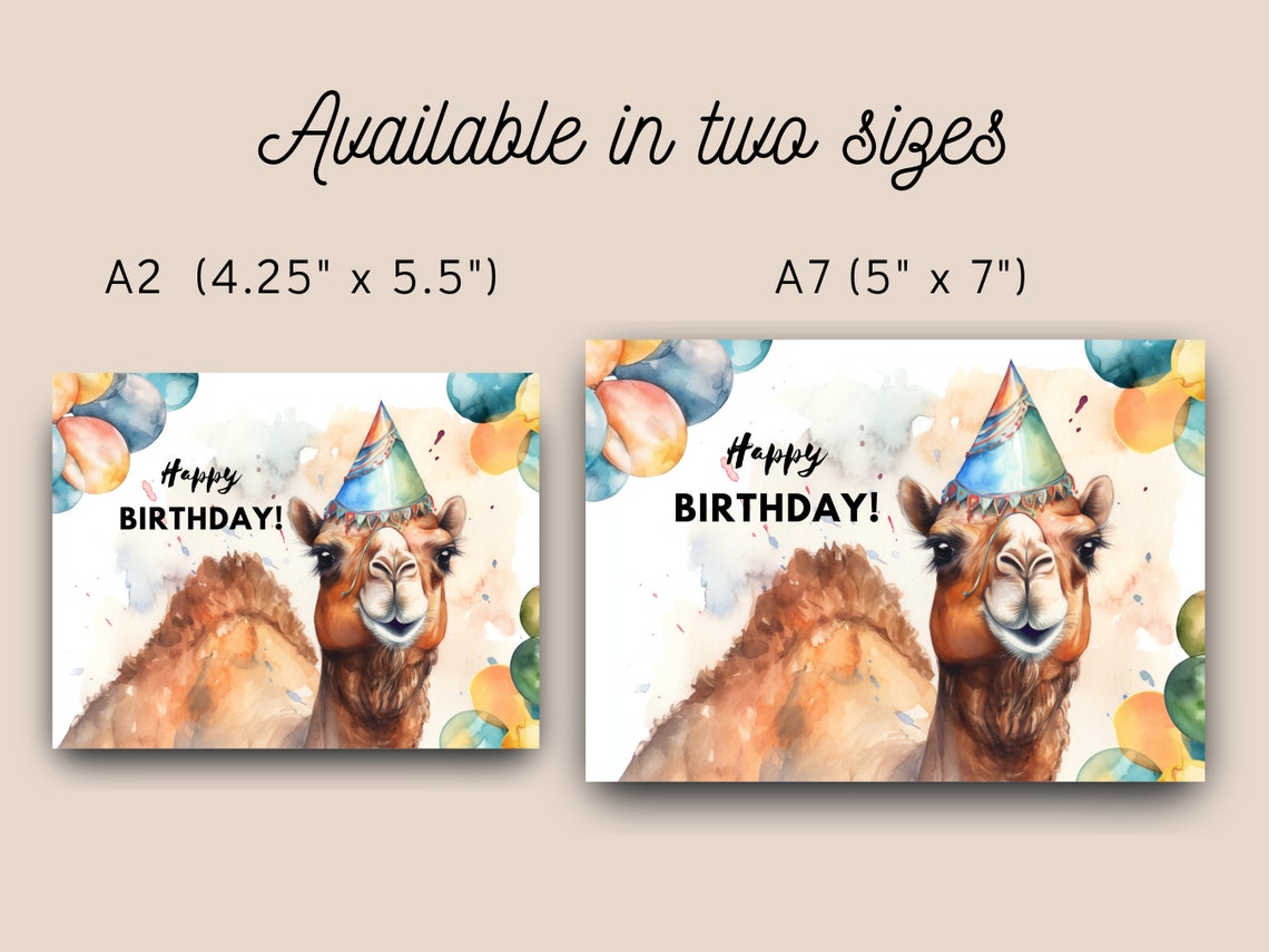 Camel Birthday Card With Party Hat Happy Birthday Camel - Etsy
