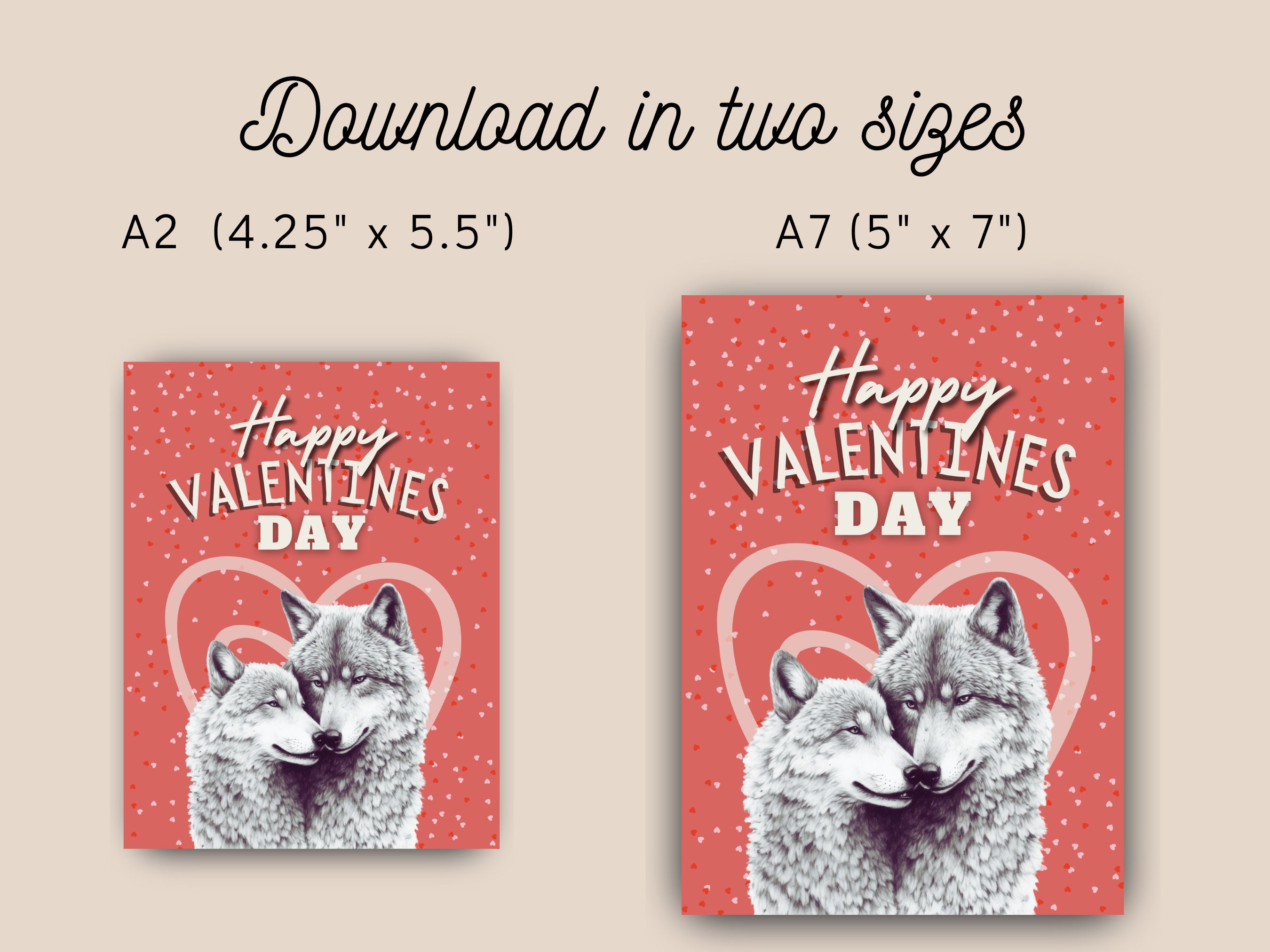 Printable Wolf Valentine Card, Instant Download, Print at Home Card ...