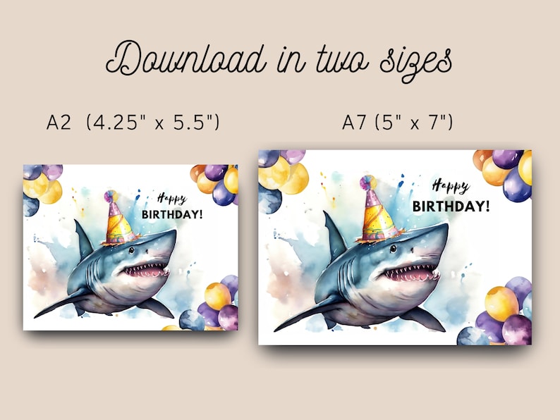Printable Shark Birthday Card, Instant Download, Print at Home Card ...