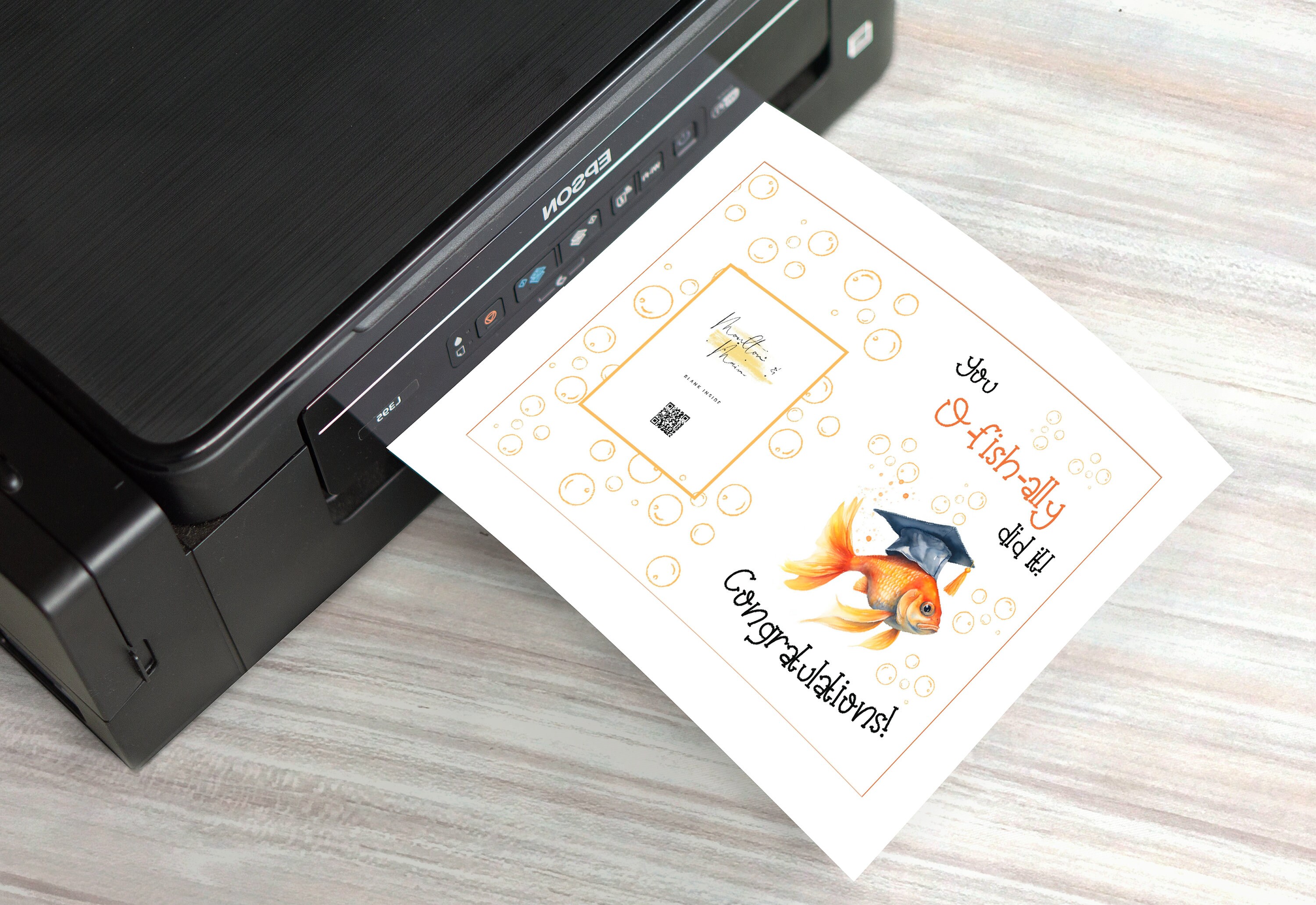 Printable Goldfish Graduation Card, Instant Download, Print at Home ...