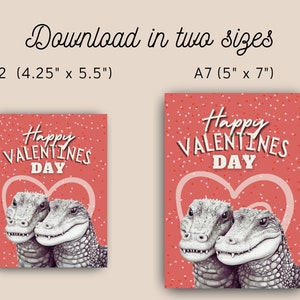 Printable Alligator Valentine Card, Instant Download, Print at Home ...