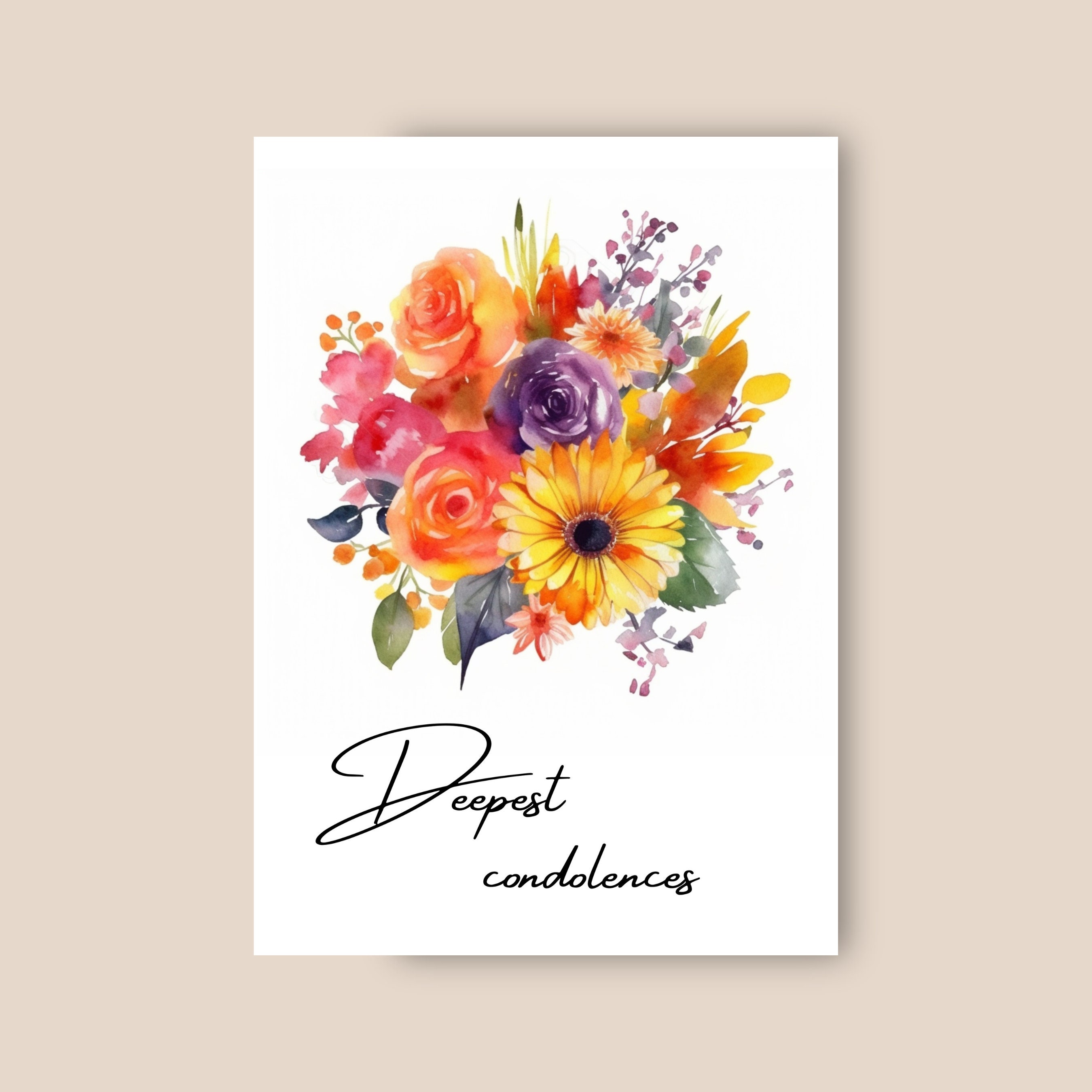 Sympathy Card Set, Watercolor Floral Condolences Card Pack, Grief ...
