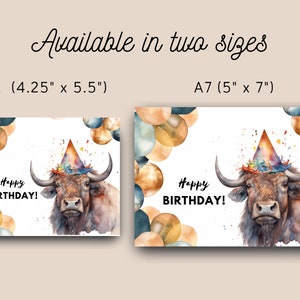 Buffalo Birthday Card With Party Hat, Happy Birthday, American Bison ...