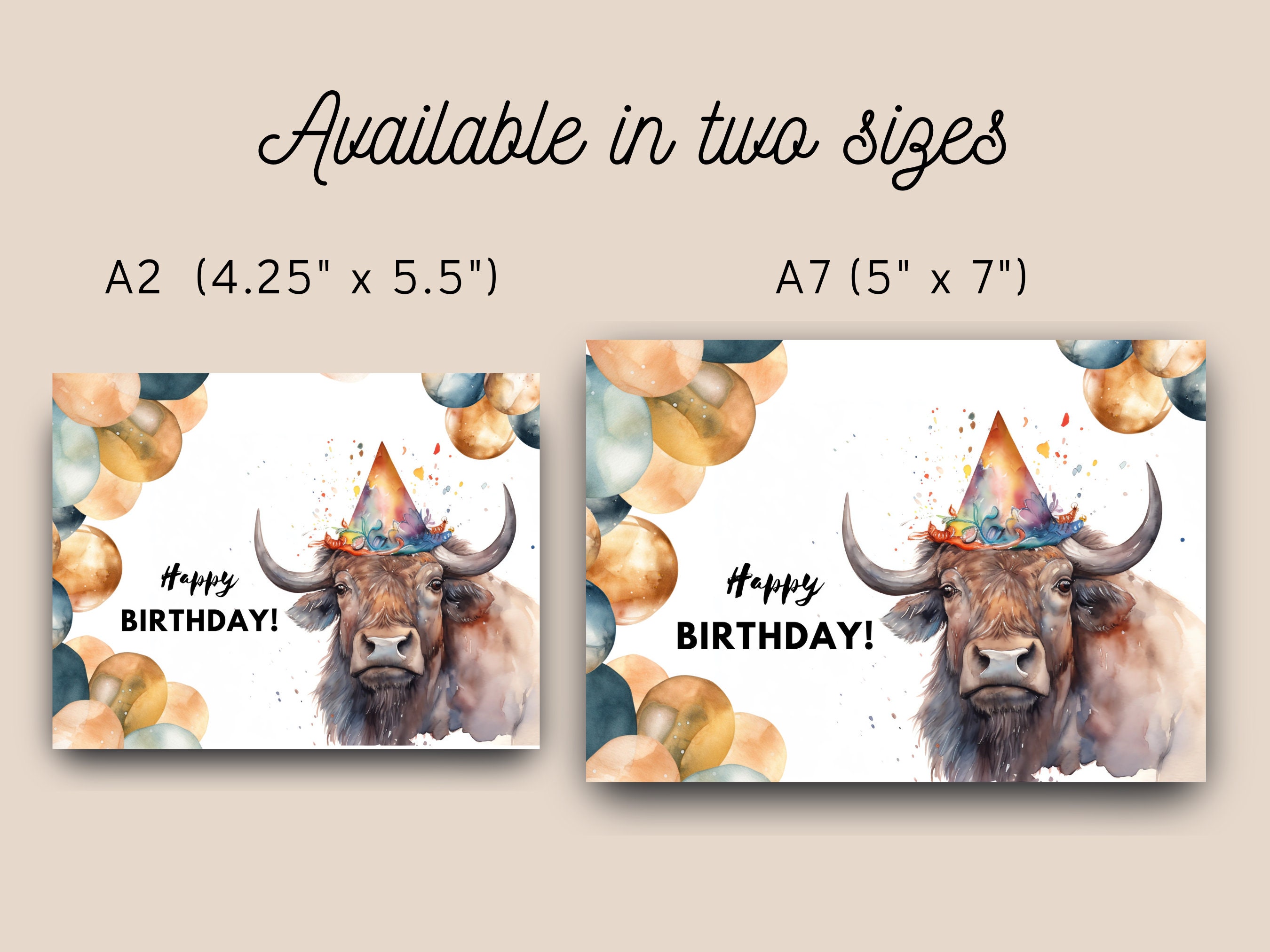 Buffalo Birthday Card With Party Hat, Happy Birthday, American Bison ...