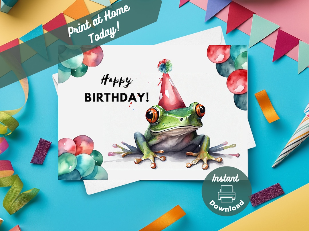 Printable Tree Frog Birthday Card, Instant Digital Download Print at ...