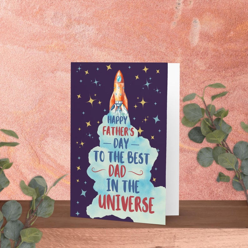 Rocket Ship Father's Day Card, Rocket Ship Blasting off Into Outer ...