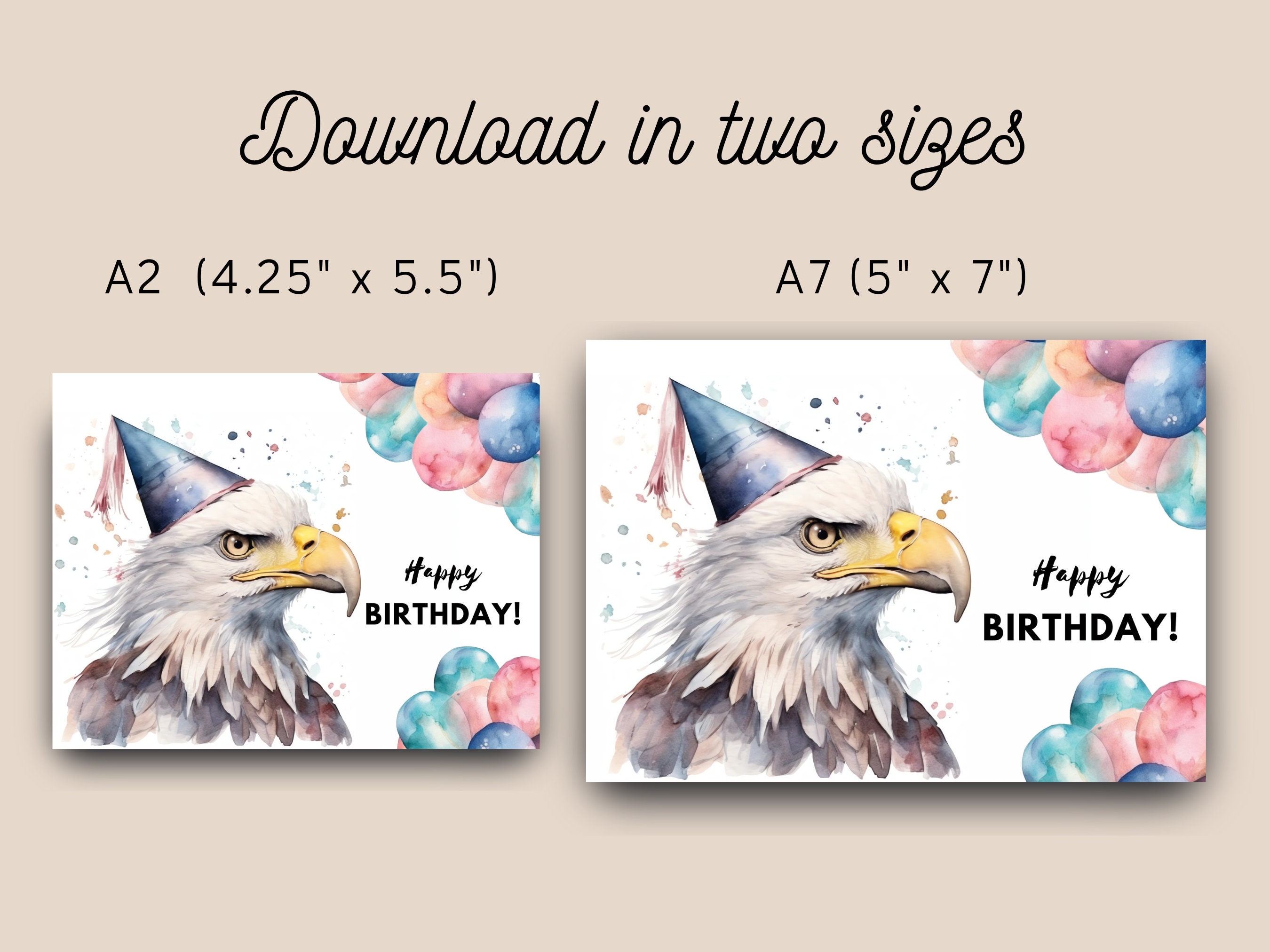Printable Eagle Birthday Card, Instant Download, Print at Home Card ...