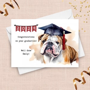 Bulldog Graduation Card, Graduation 2024 Custom Card Personalized, High ...