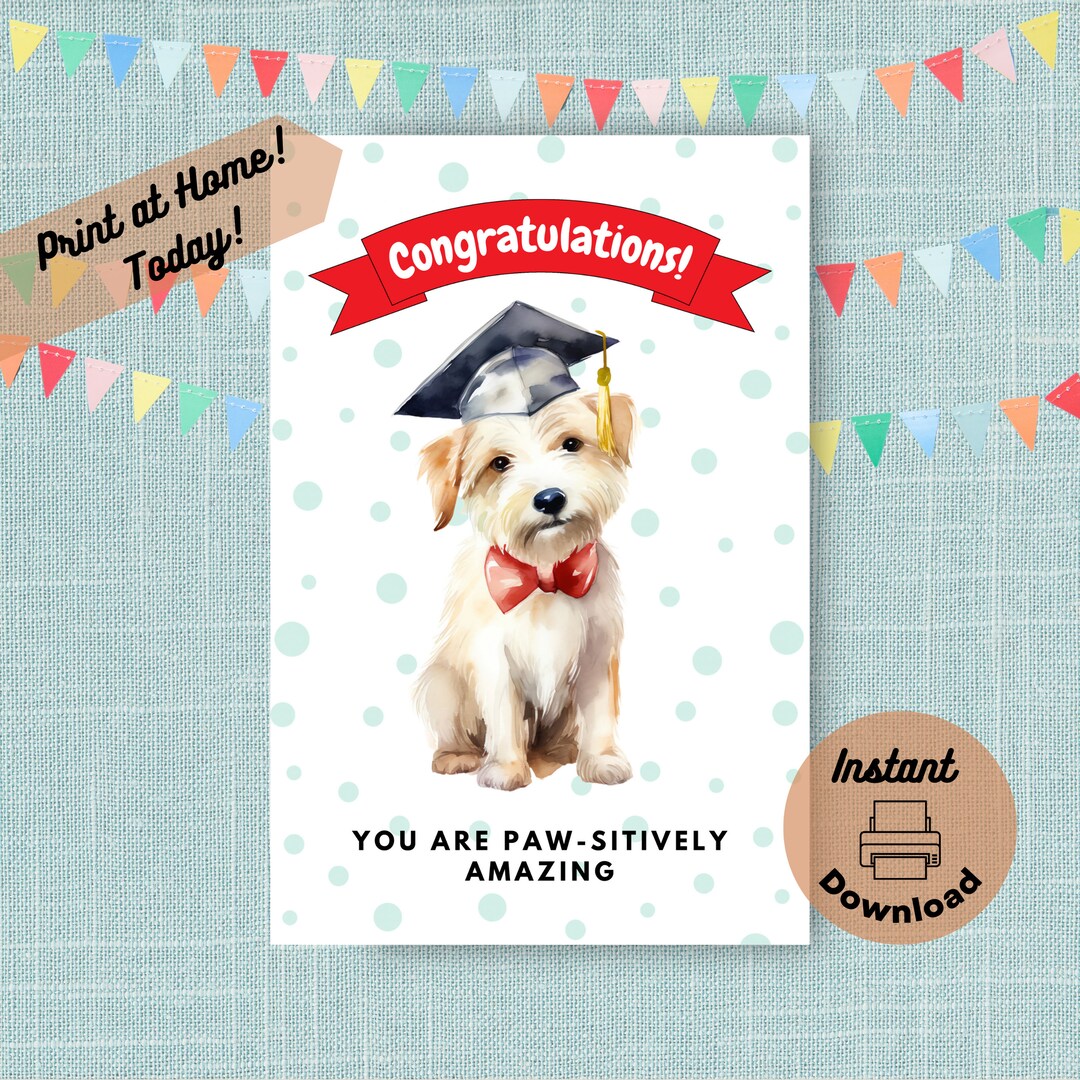 Printable Dog Graduation Card, Funny Graduation, Instant Download ...