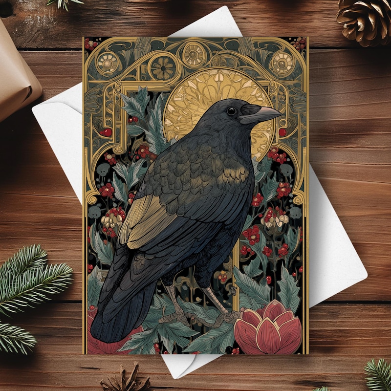 Raven and Christmas Tree - Etsy UK