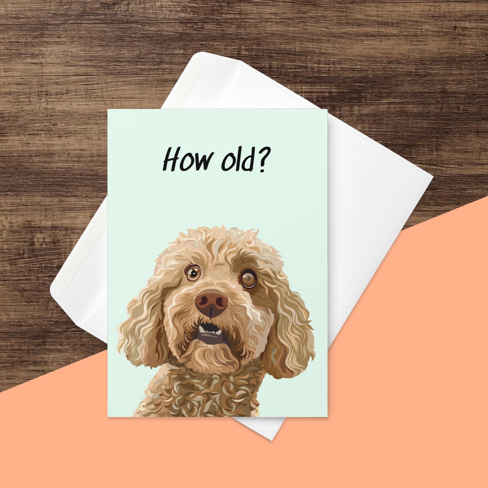 Funny Cockapoo Birthday Card, How Old Surprised Teasing Humorous Joke ...