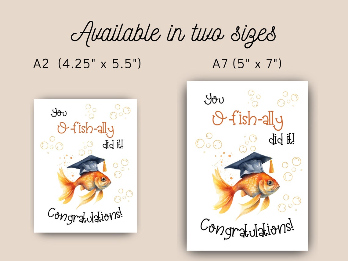 Gold Fish Graduation Card College Graduation Card Funny High - Etsy