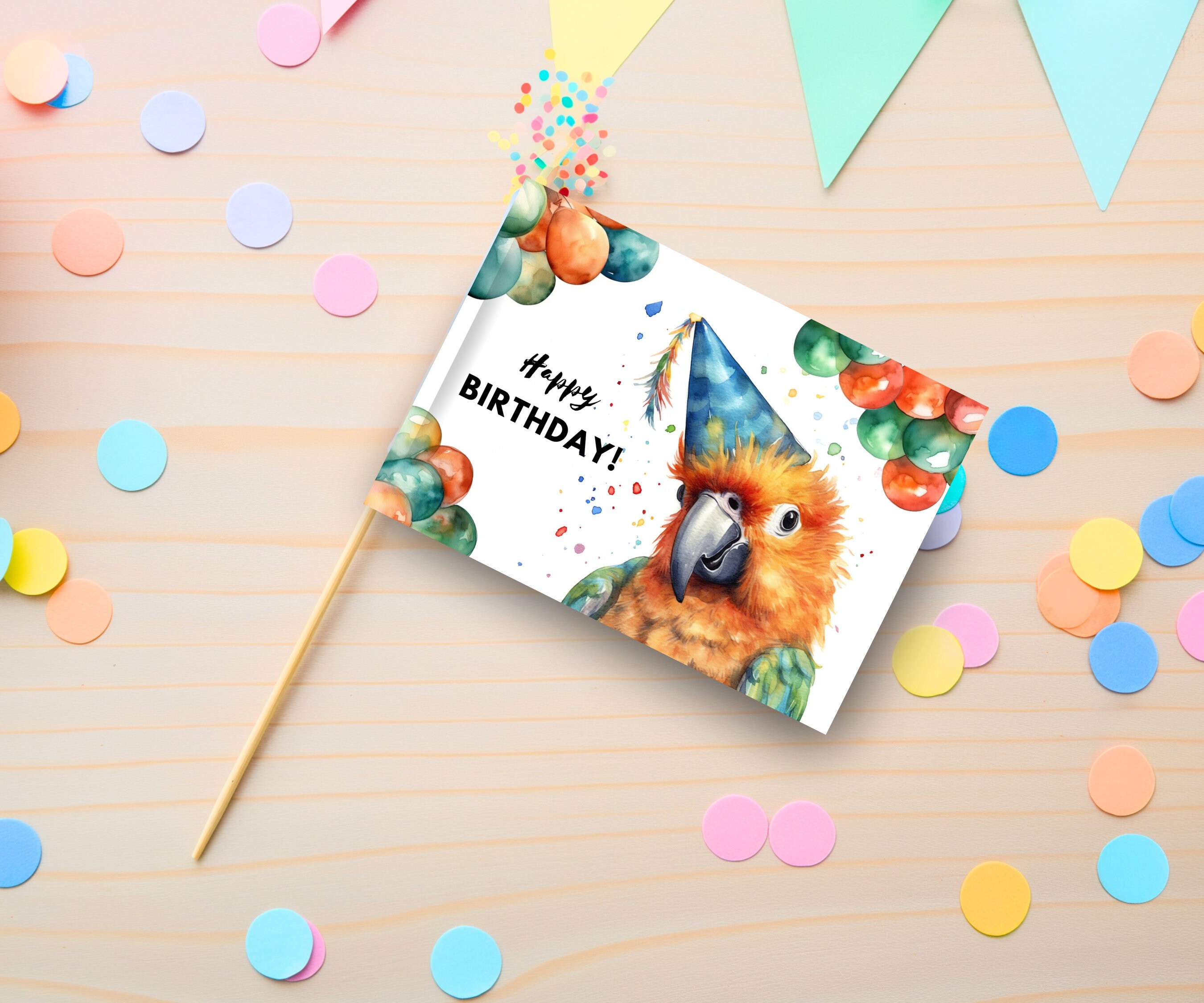 Printable Parrot Birthday Cupcake Topper, Instant Download Print at ...