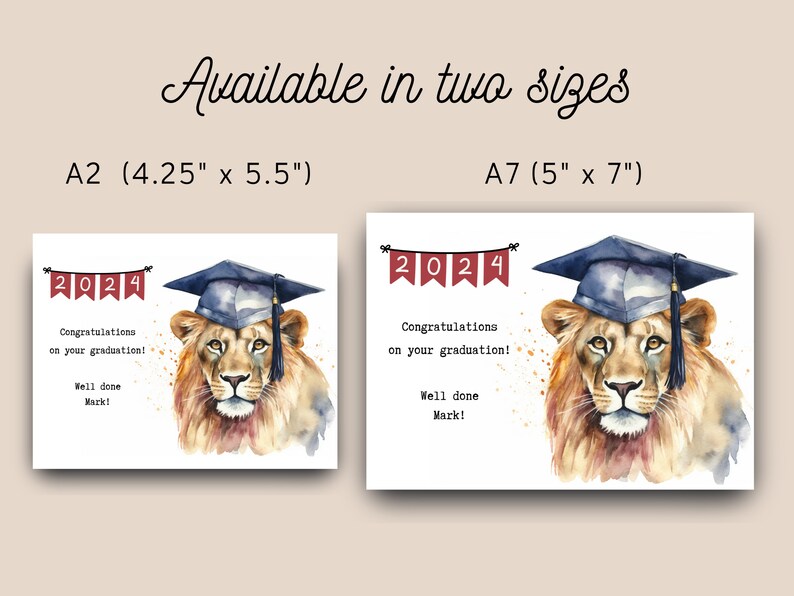 Lion Graduation Card, Graduation 2024 Custom Card Personalized, High ...