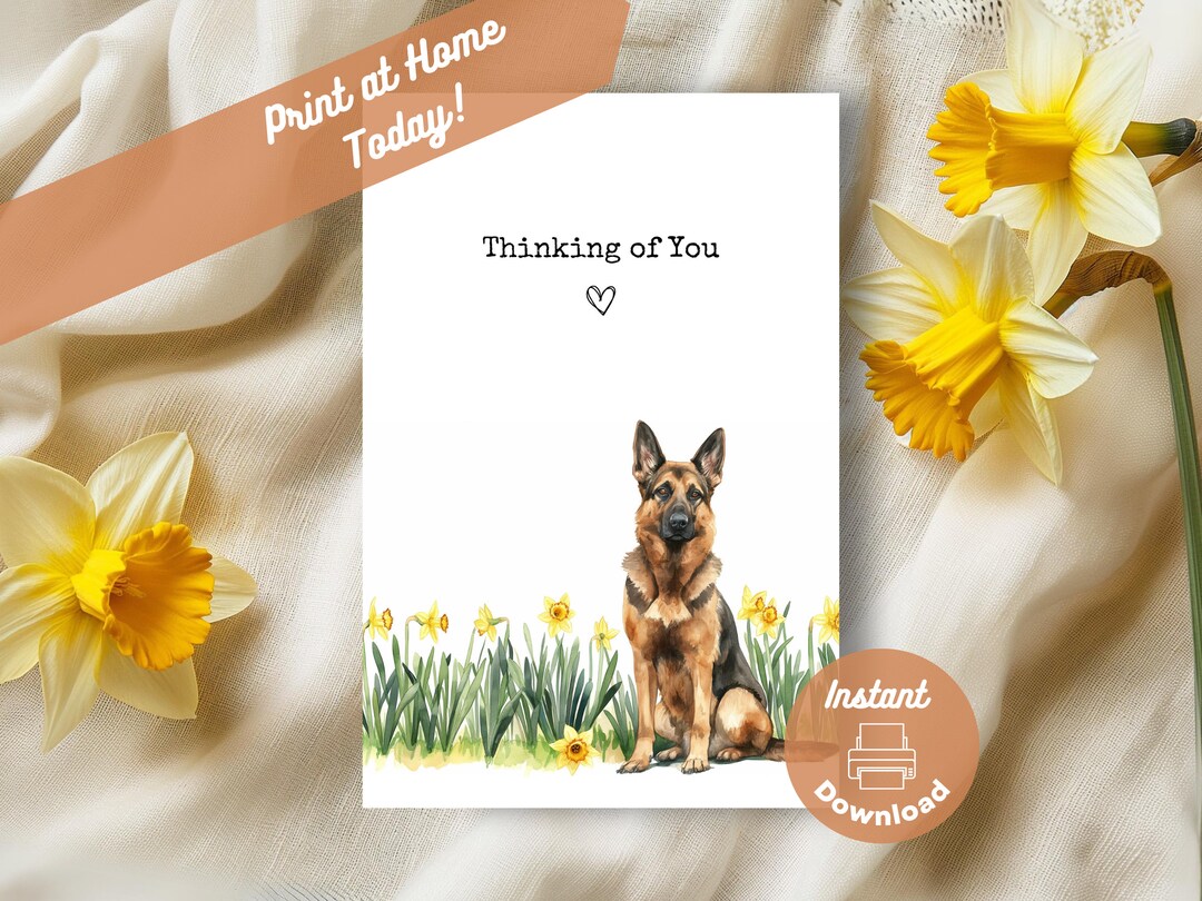 Printable German Shepherd Thinking of You Card, Instant Download Print ...
