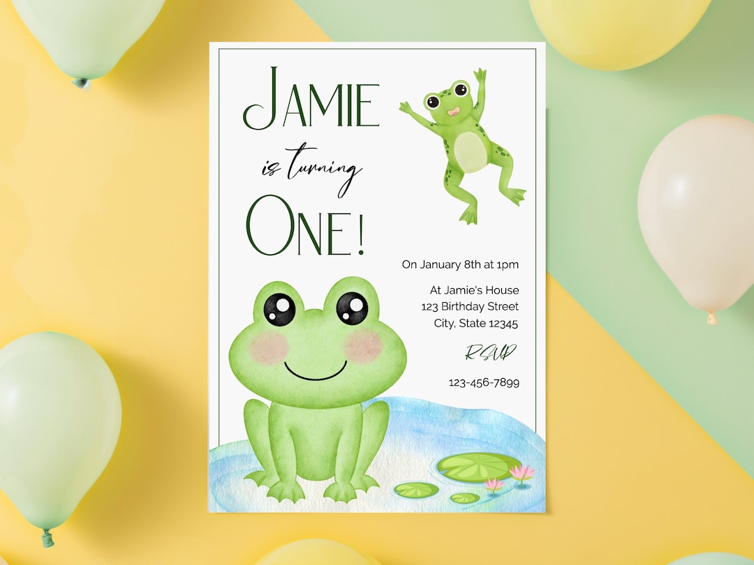 Printable Frog Birthday Party Invitation Digital Editable Template ...