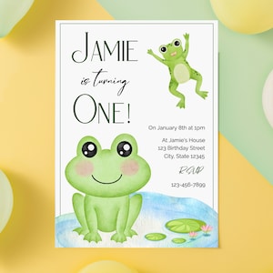 Printable Frog Birthday Party Invitation Digital Editable Template ...