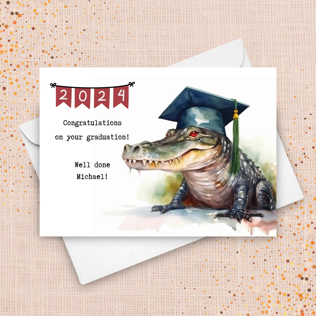 Alligator Graduation Card, Graduation 2024 Custom Card Personalized ...