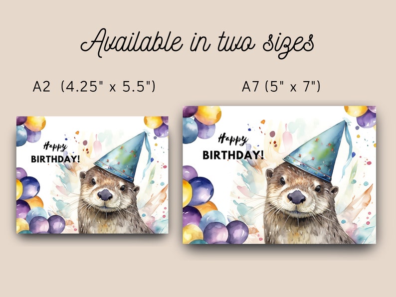 Otter Birthday Card, Party Hat, Happy Birthday, Cute Otter Gift ...