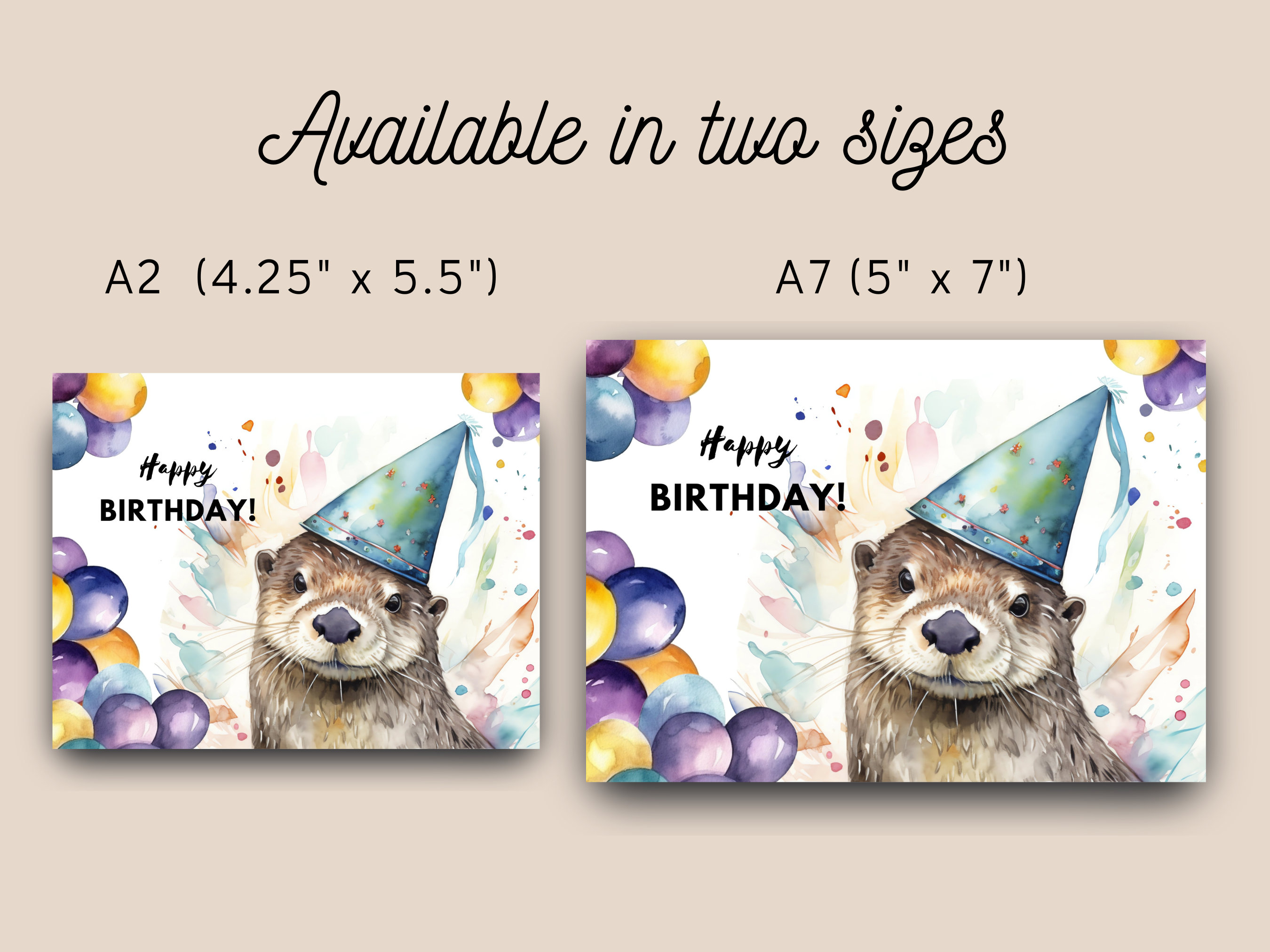 Otter Birthday Card, Party Hat, Happy Birthday, Cute Otter Gift ...