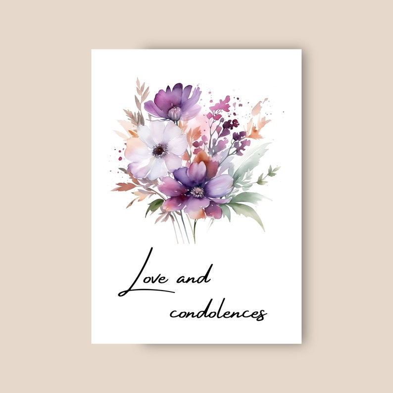 Sympathy Card Set, Watercolor Floral Condolences Card Pack, Grief ...
