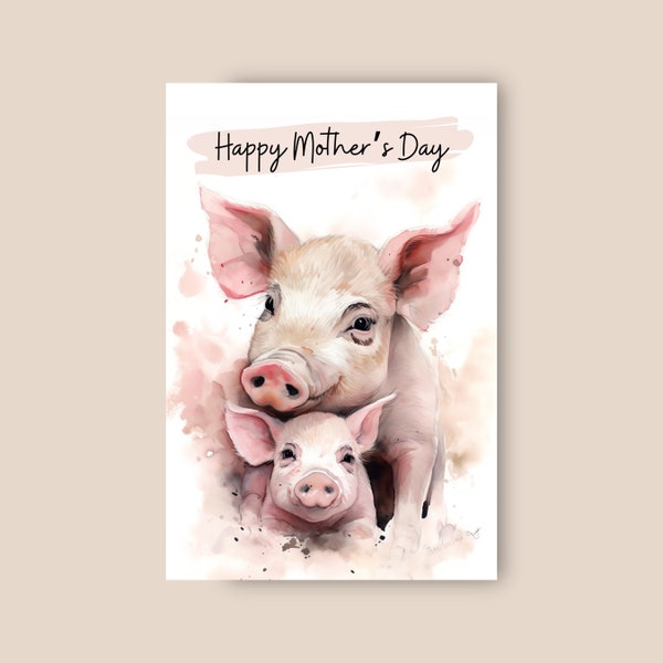 Mother Pig Card - Etsy