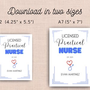 Printable Personalized LPN Graduation Card, Print at Home Editable ...