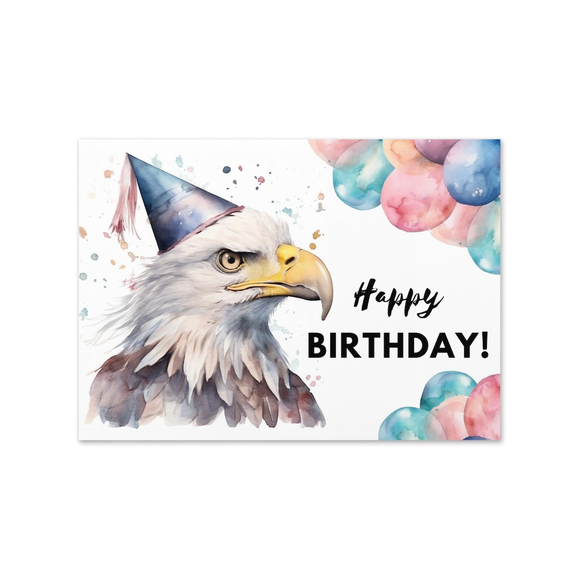 Bald Eagle Birthday Card With Party Hat, Happy Birthday, Eagle Gift ...