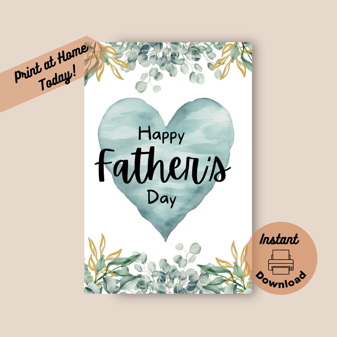 Printable Father's Day Card, Instant Download, Print at Home Card,happy ...