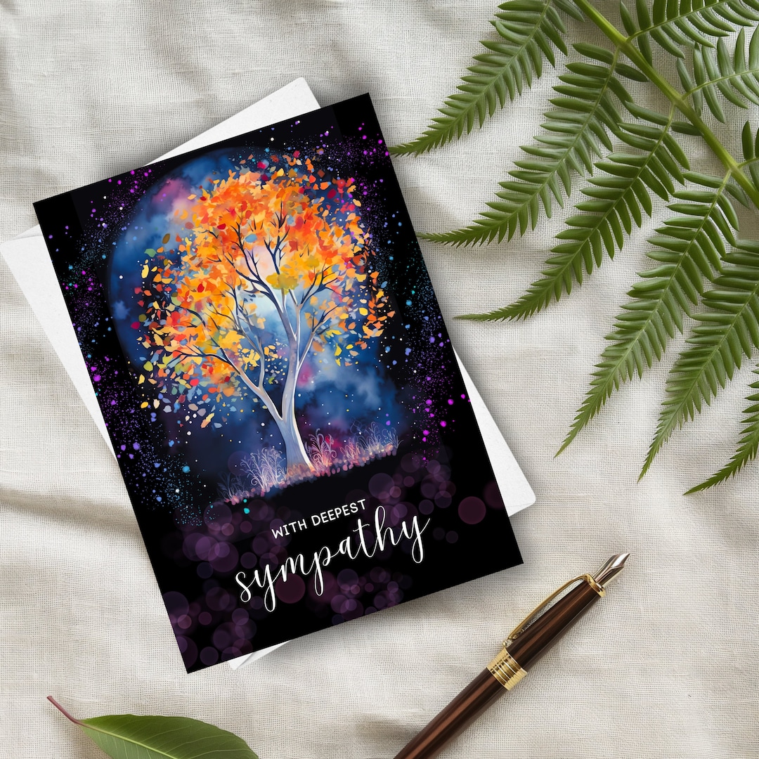 Sympathy Card, Condolences Card, With Deepest Sympathy, Autumn Tree and ...