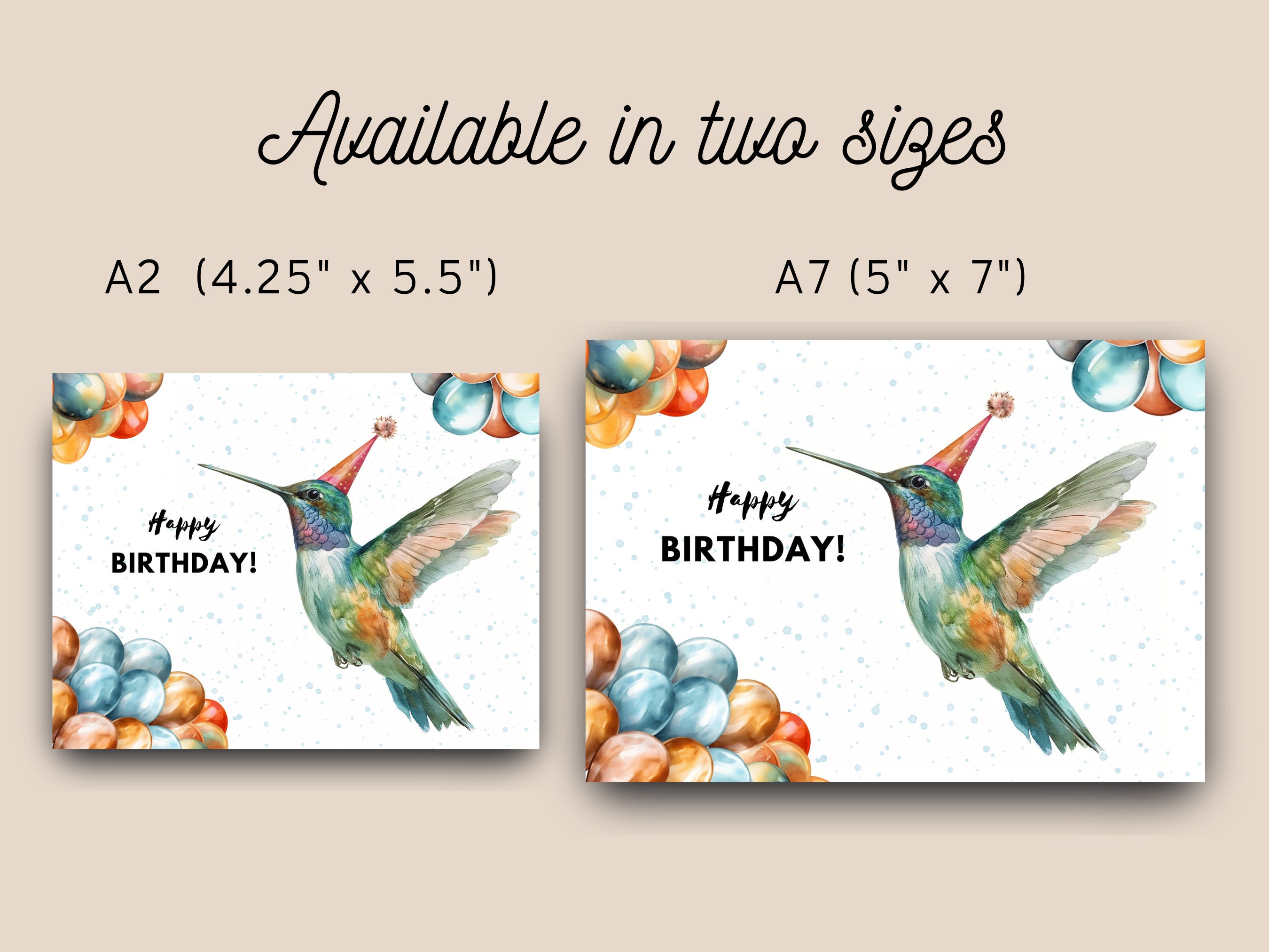 Hummingbird Birthday Card, Happy Birthday Party Hat and Balloons ...