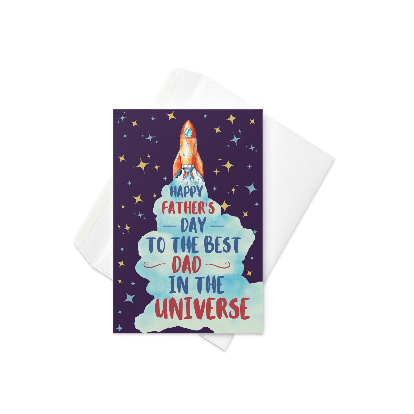 Rocket Ship Father's Day Card, Rocket Ship Blasting off Into Outer ...