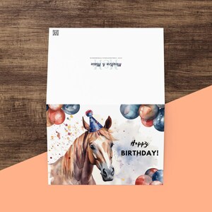 Printable Horse Birthday Card, Instant Download, Print at Home Card ...