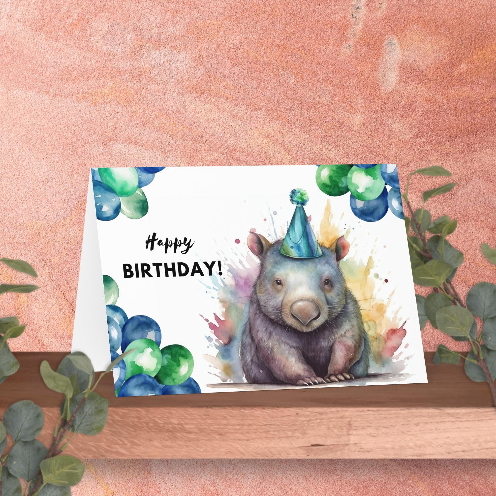 Printable Wombat Birthday Card, Instant Download, Print at Home Card ...