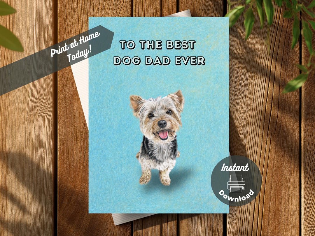 Printable Yorkshire Terrier Father’s Day Card, Instant Download Print ...